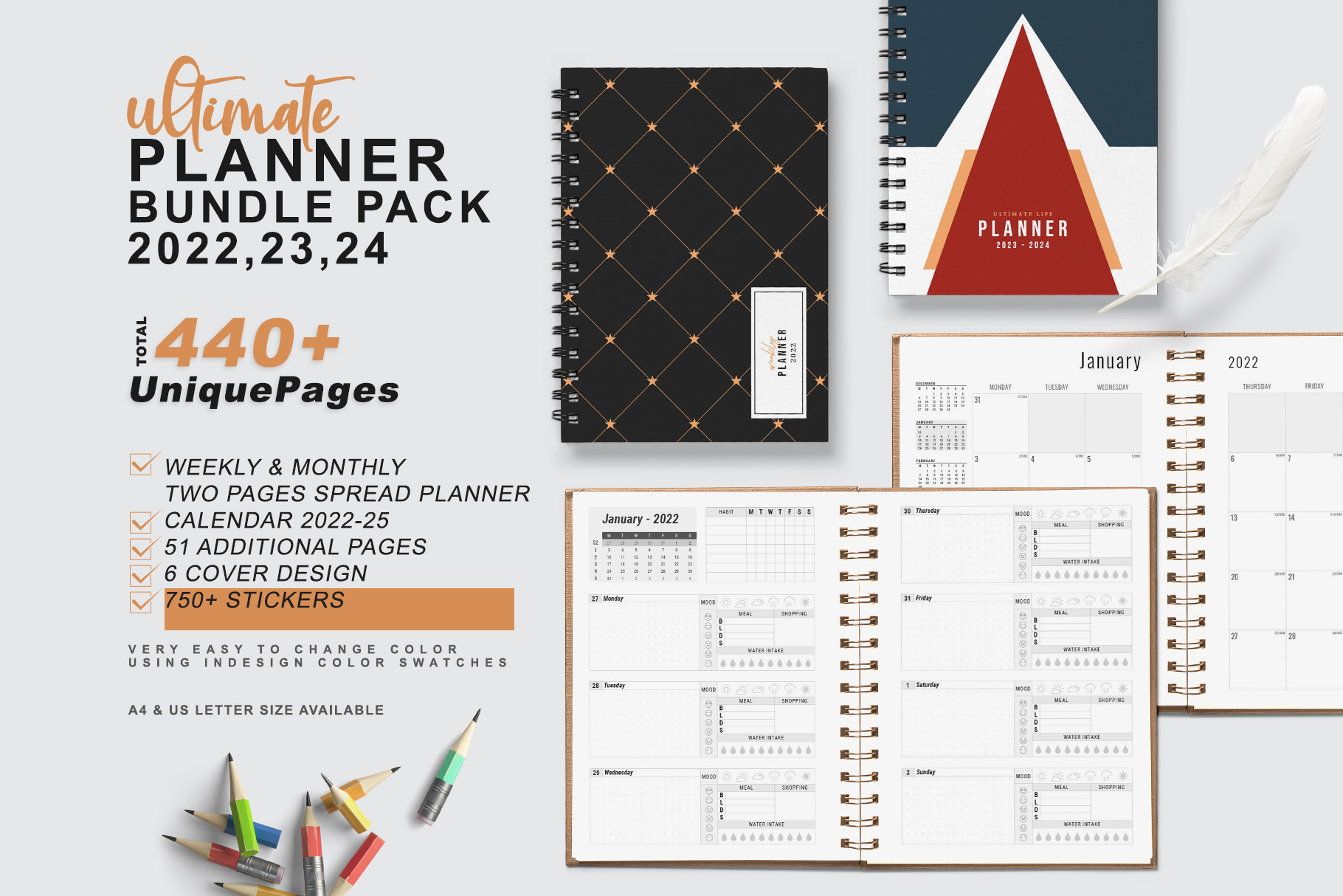 Ultimate Planner Bundle Pack Vol.13, a Stationery Template by Amit Debnath