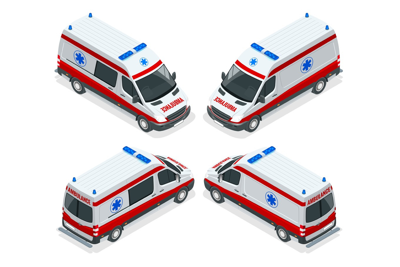 Transport isometric set Ambulance van isolated vector illustration ...