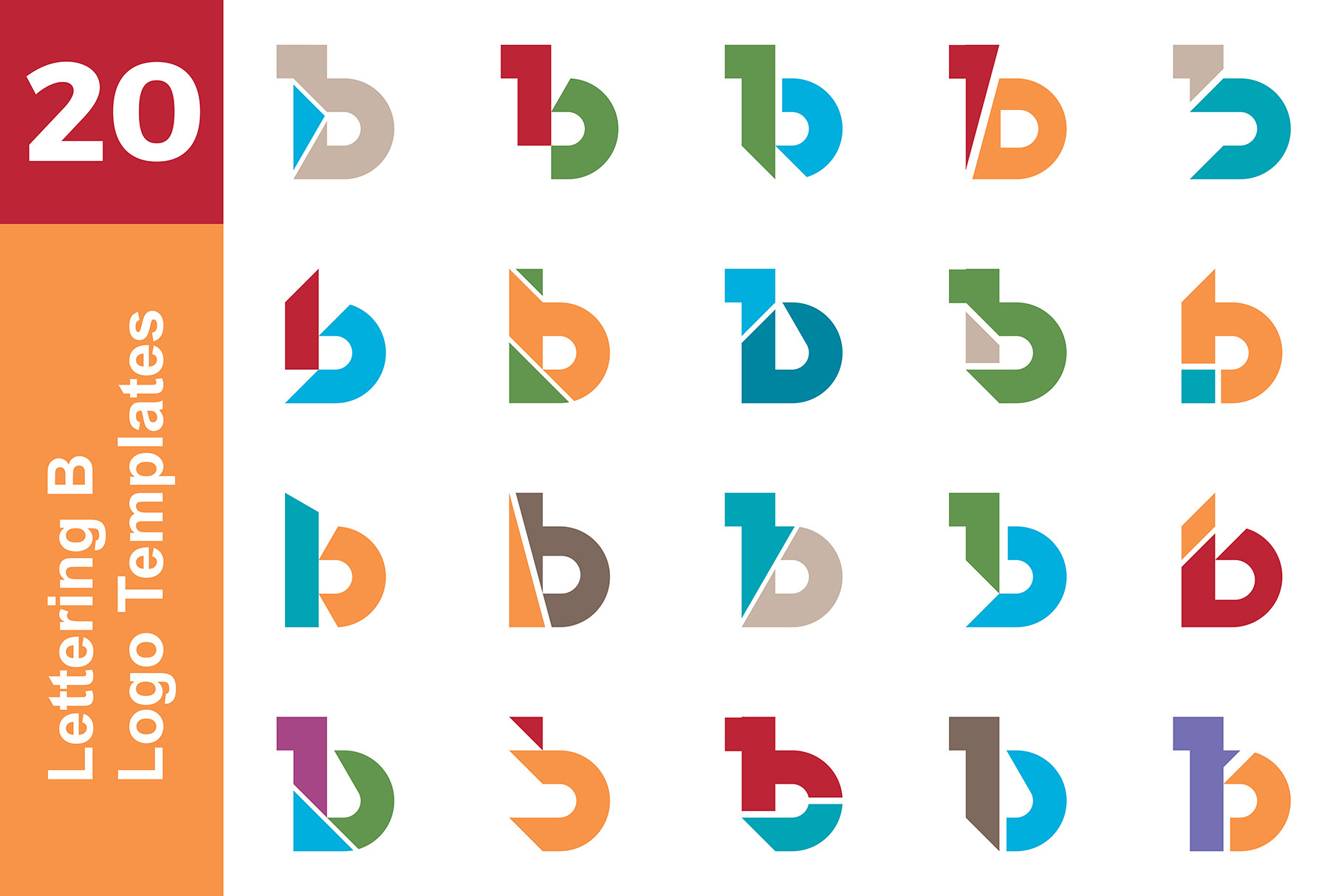 20 Logo Lettering B Template Bundle, a Branding & Logo Template by ...