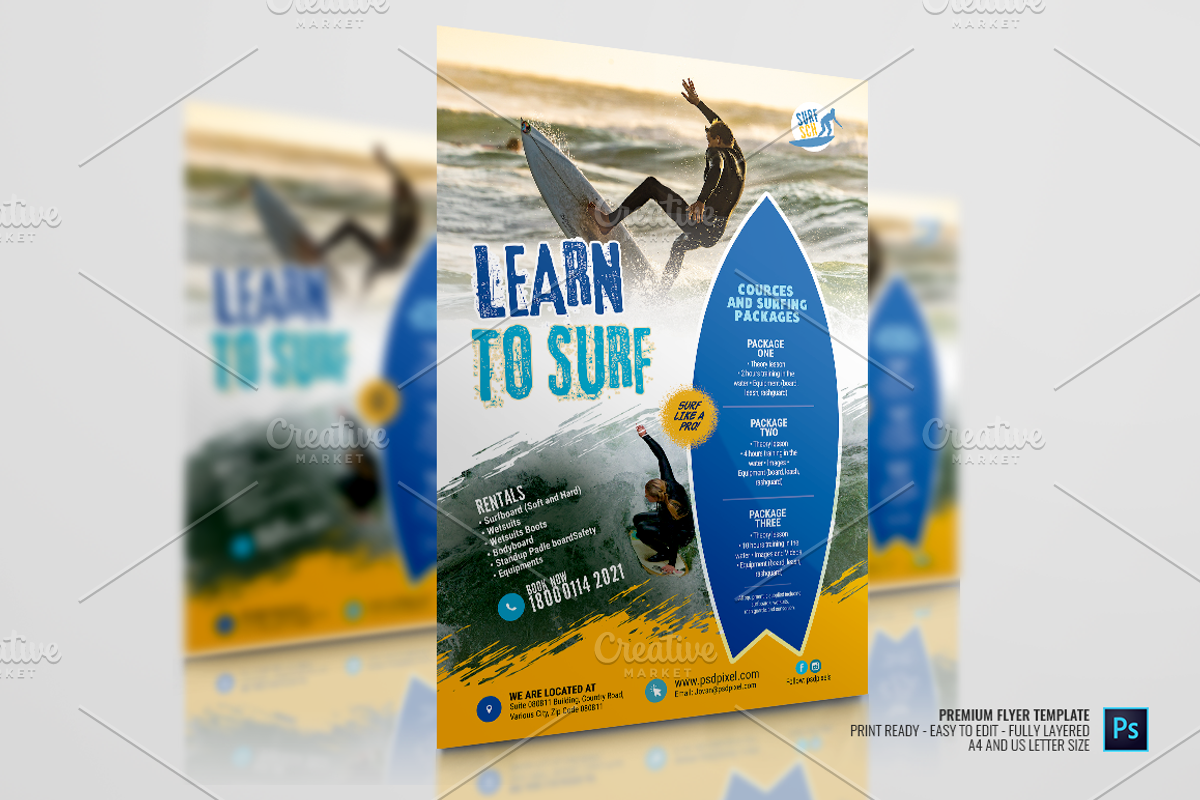Surfing Lesson and Services Flyer