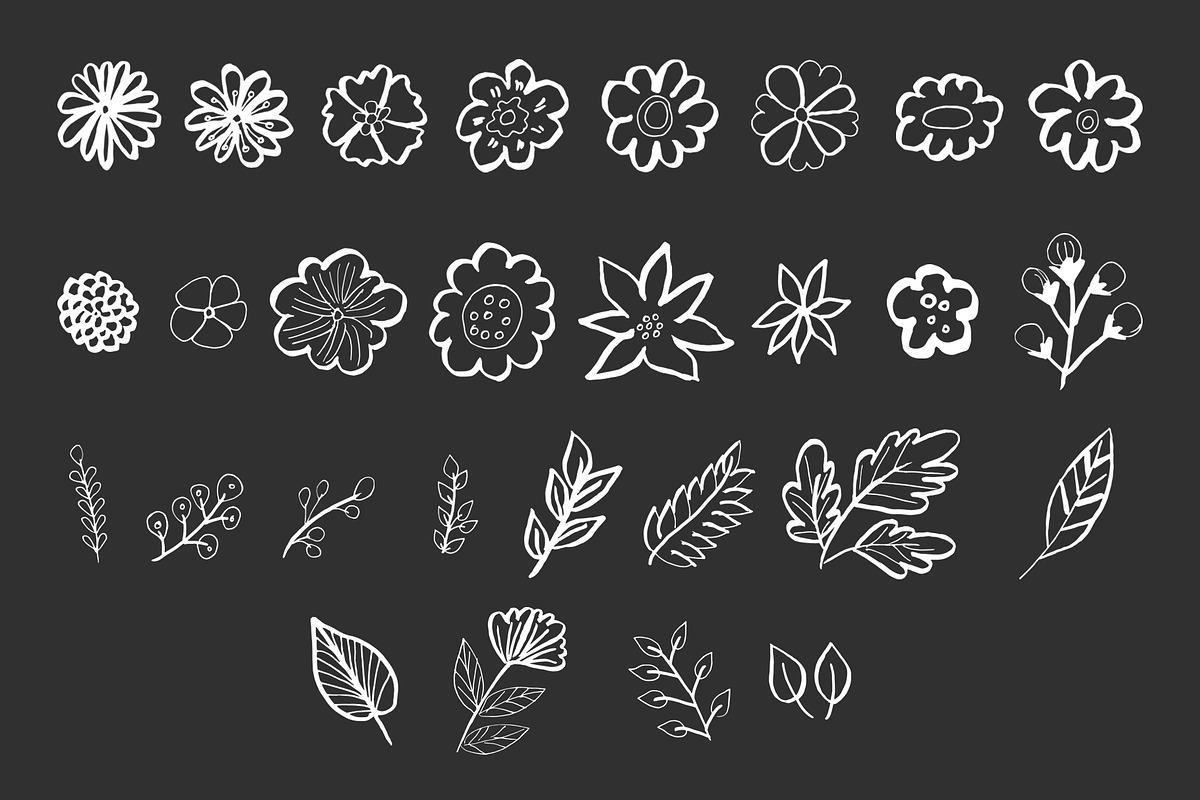 35+ Handdrawn Doodle Flowers Clipart, a Decorative Illustration by ...