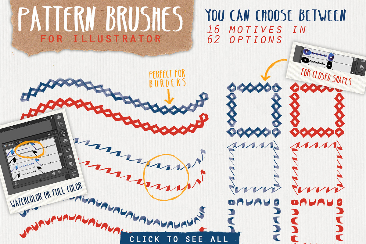 Handrawn PS & AI brushes & patterns, a Brush Add-On by Penelo Design