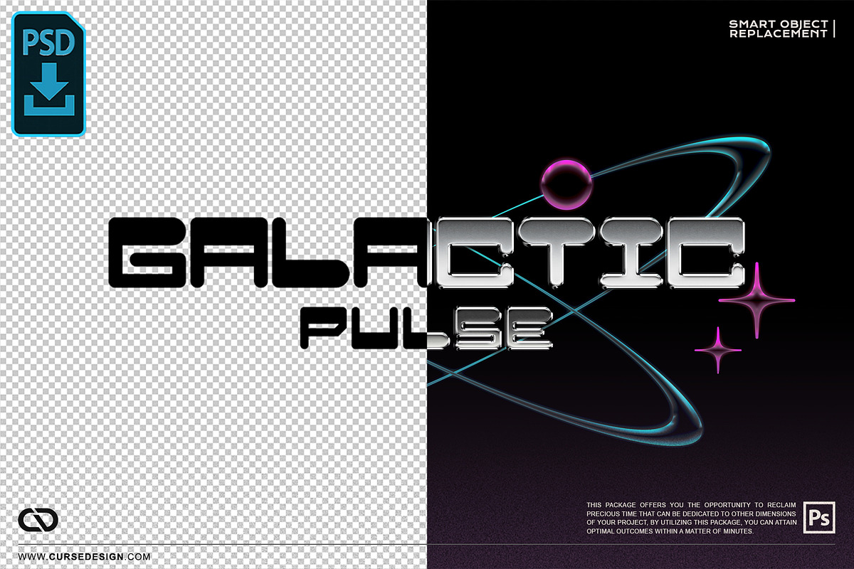 Y2K Chrome Text Effects – 5 PSD File, a Layer Style Add-On by Cursedesign