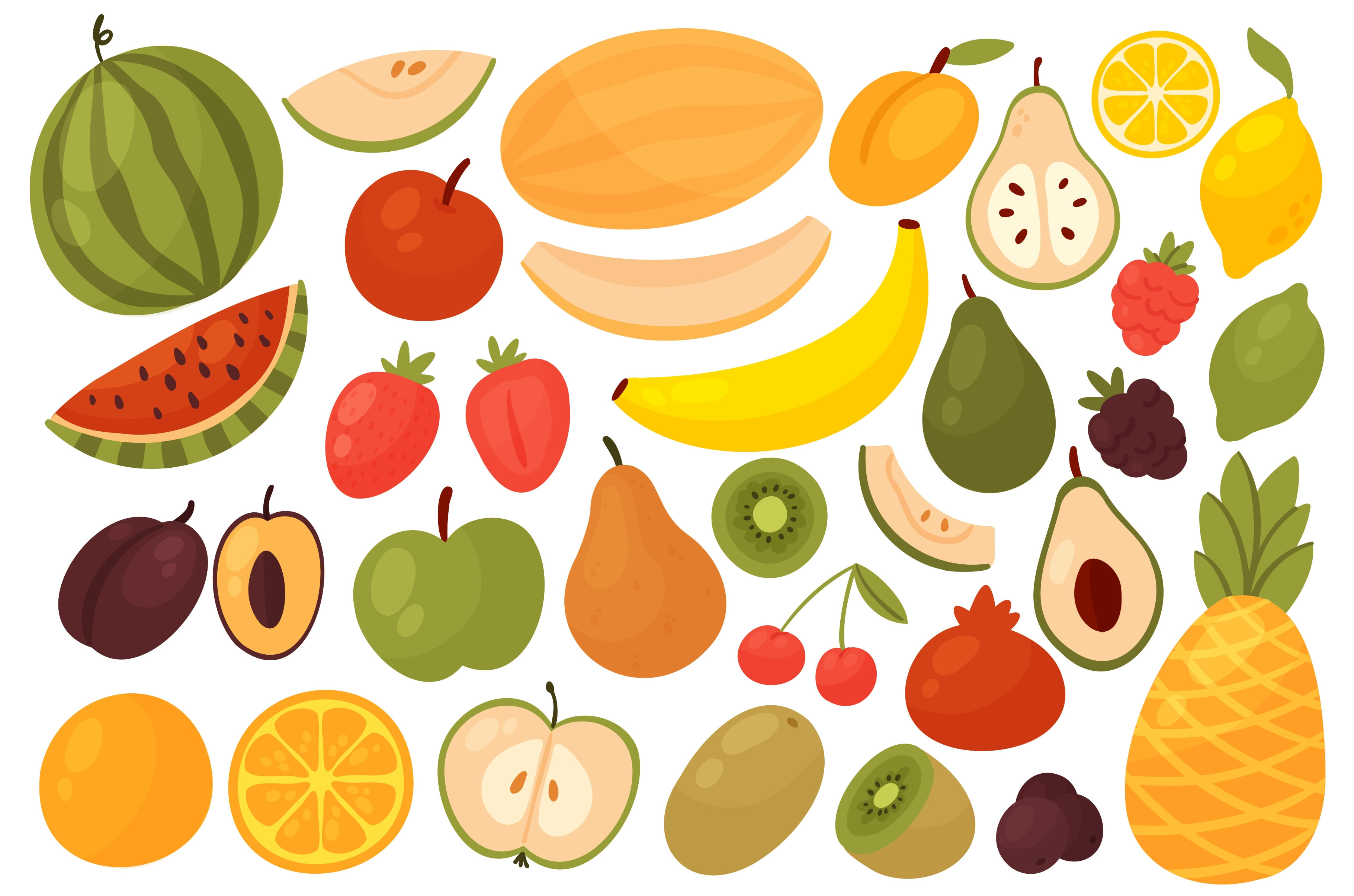 Berries and fruits set, a Food Illustration by Flashvector