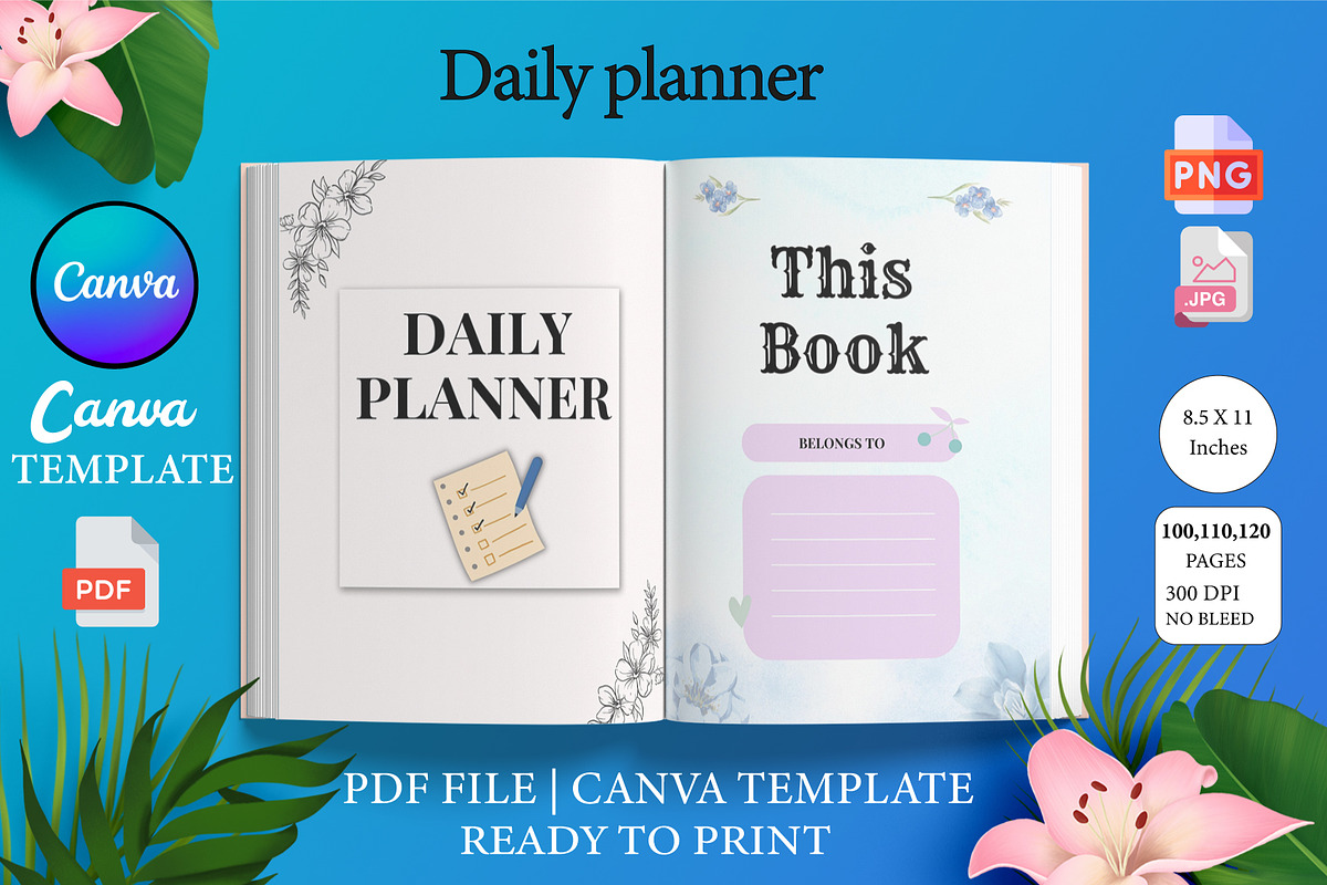 Daily Planner Canva Templates KDP