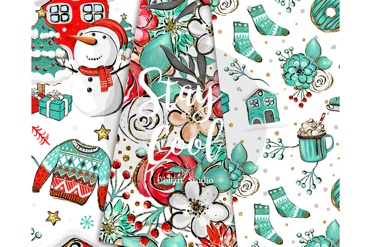 Winter digital paper, Christmas, a Pattern Graphic by Collart Studio