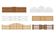 Fences with gates. Wooden enclosing, an Object Graphic by YummyBuum