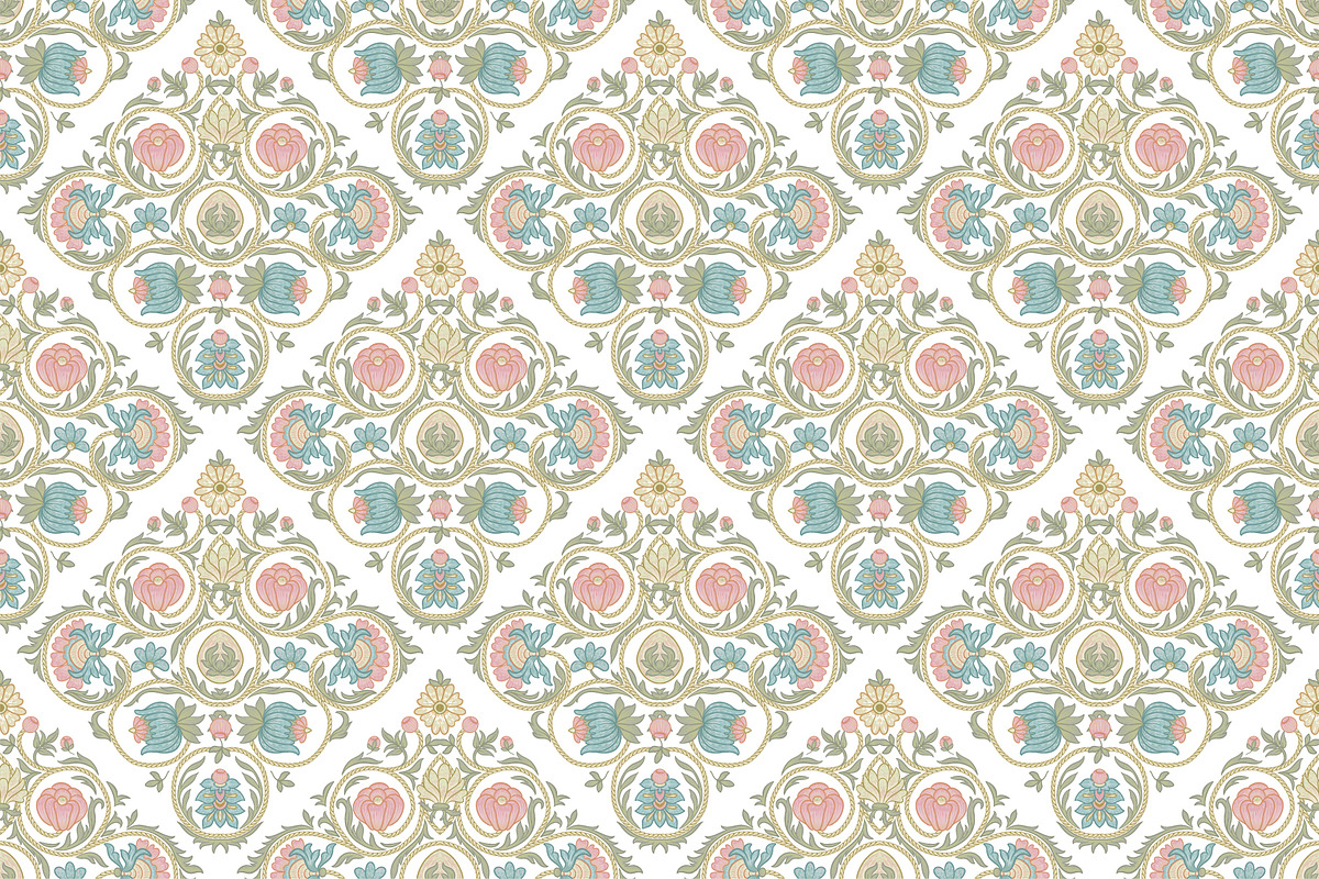 Pastel Elizabethan Embroidery, a Pattern Graphic by Elen-Lane ...