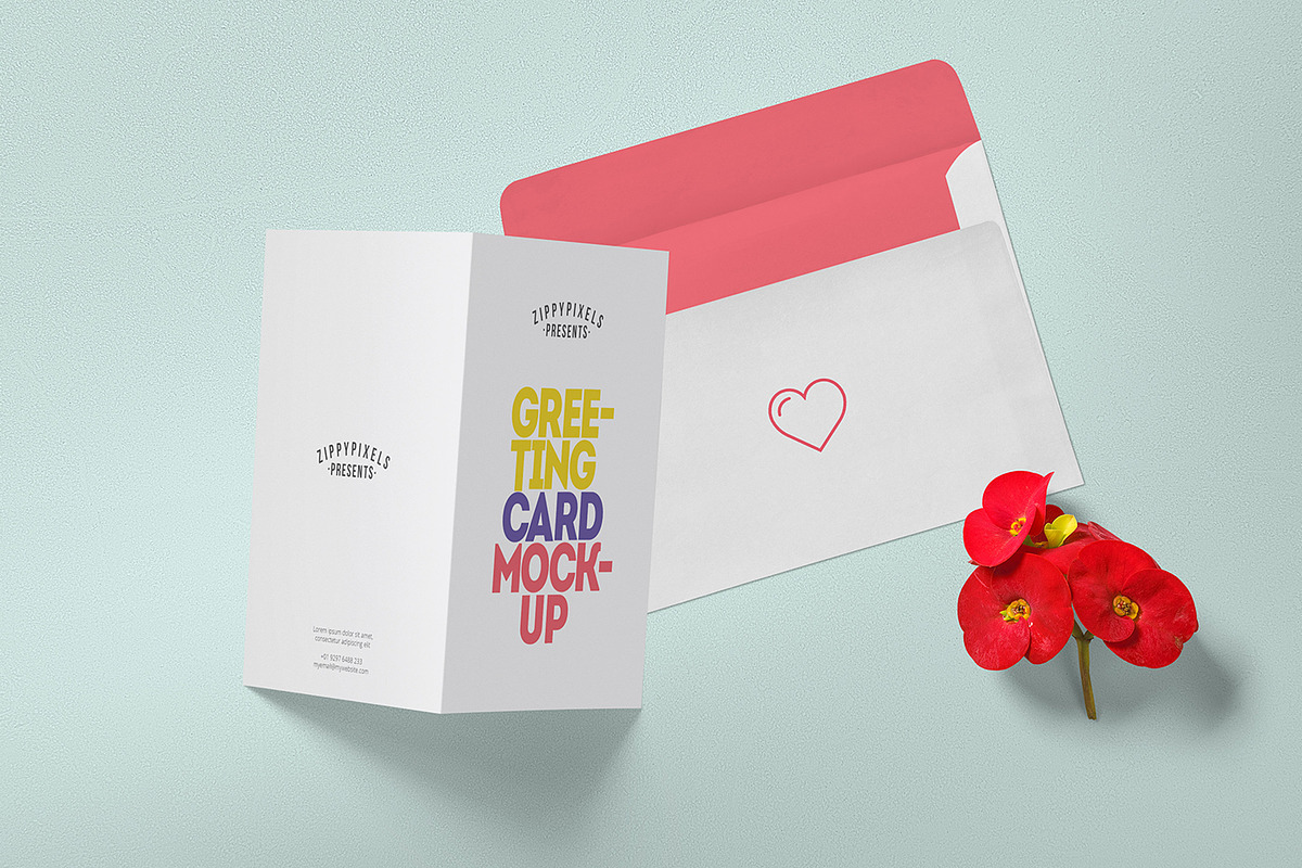 Greeting Card Mockups, a Print Template by ZippyPixels