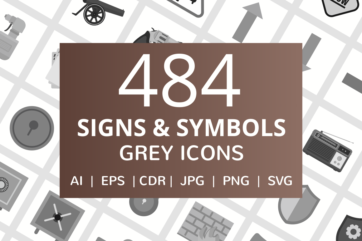 484 Signs & Symbols Grey Icons | Outline Icons ~ Creative Market