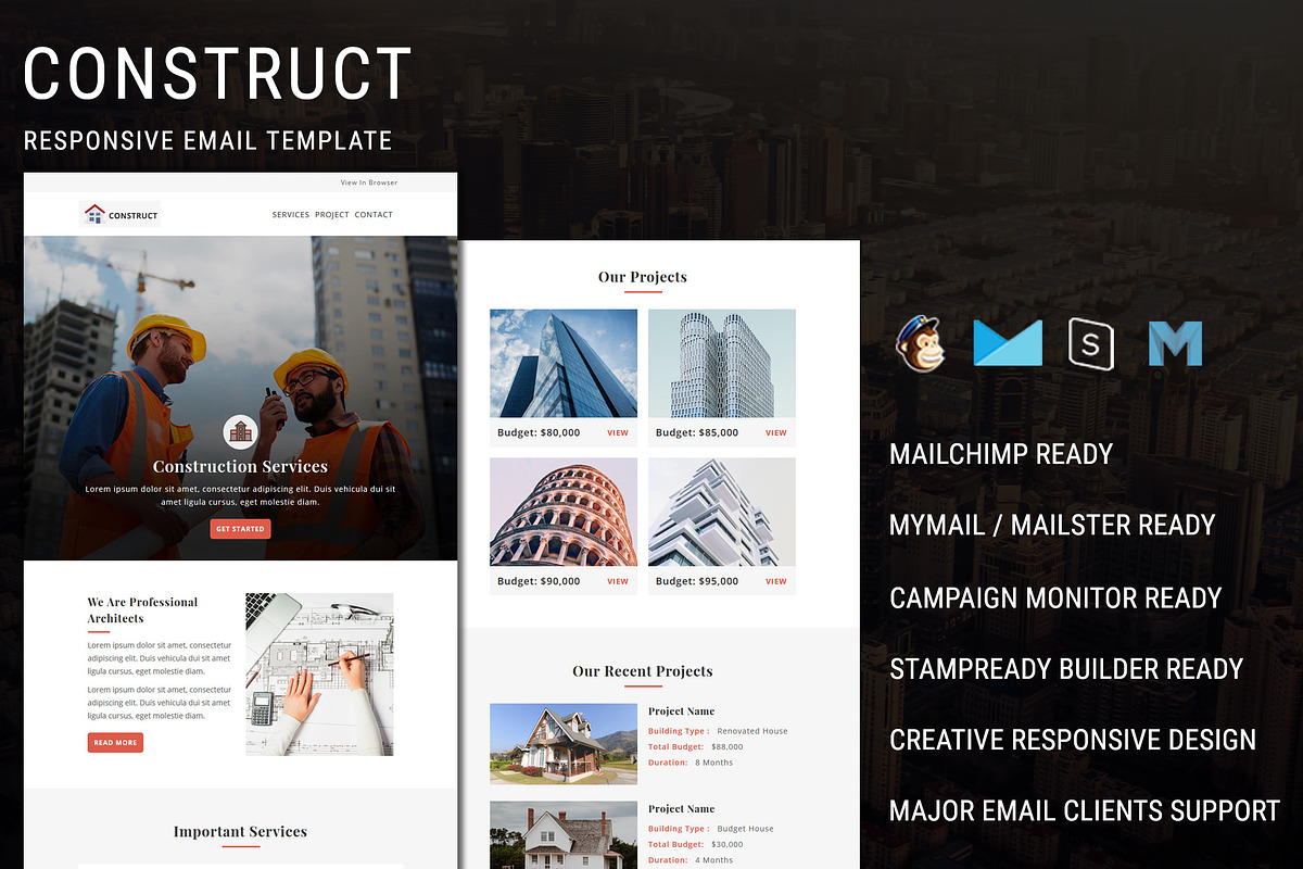 Construct Responsive Email Template, an Email Template by Pennyblack ...