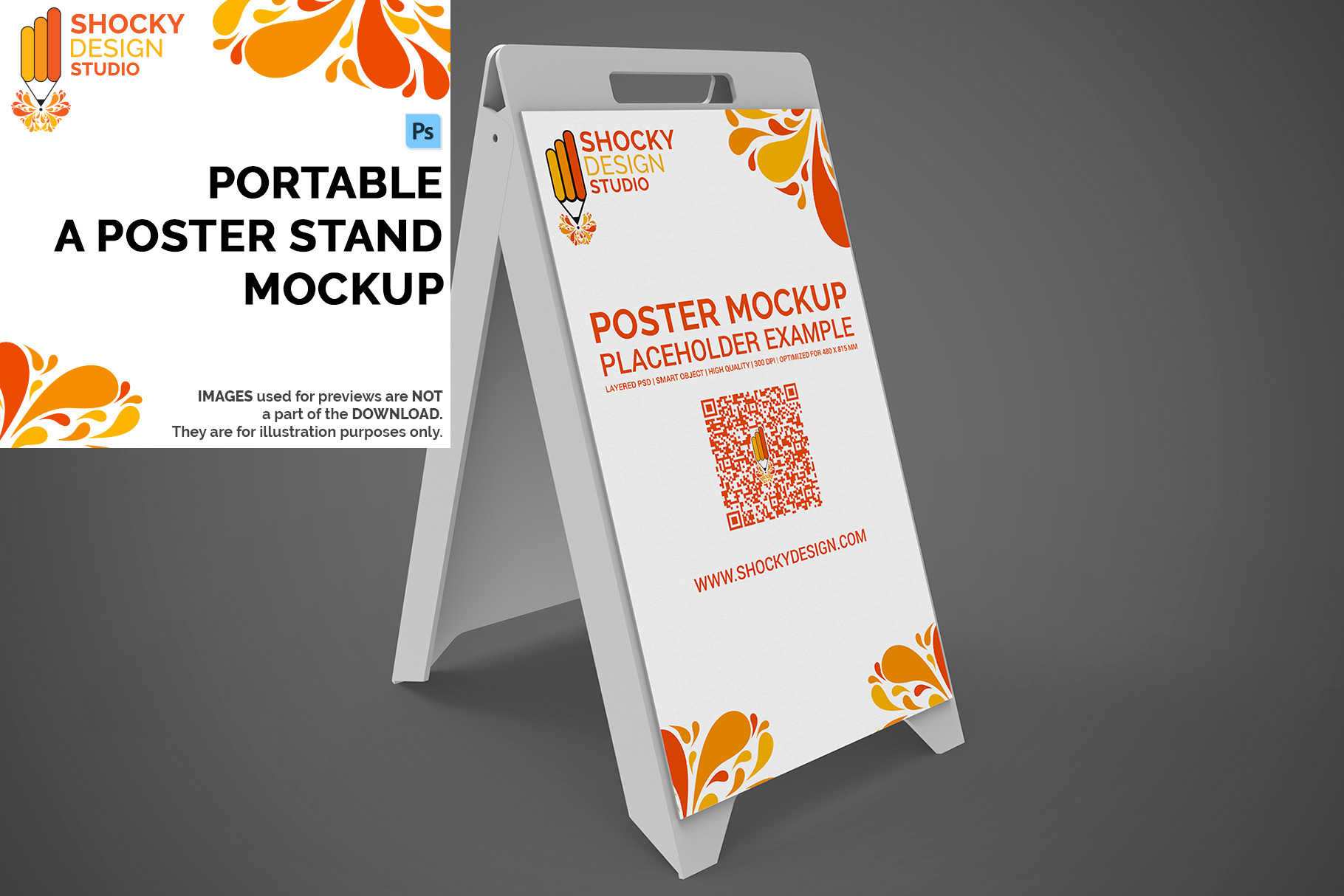 Portable A Poster Stand Mockup, a Print Template by Shocky Design ...