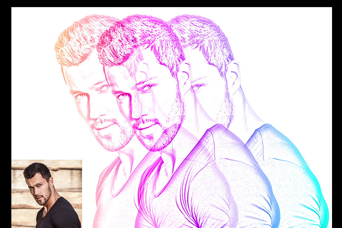 Tri Color Effect Photoshop Action, an Action Add-On by Studio Retouch