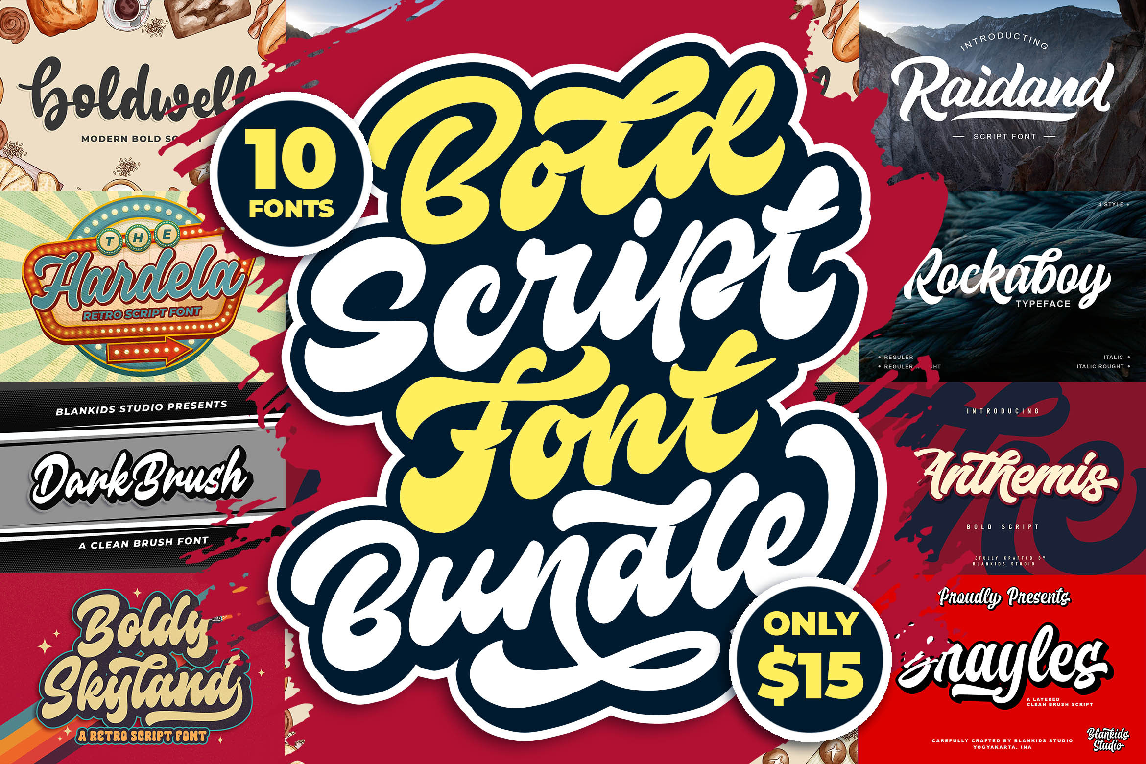 Bold Script Font Bundle, a Script Font by Blankids Studio