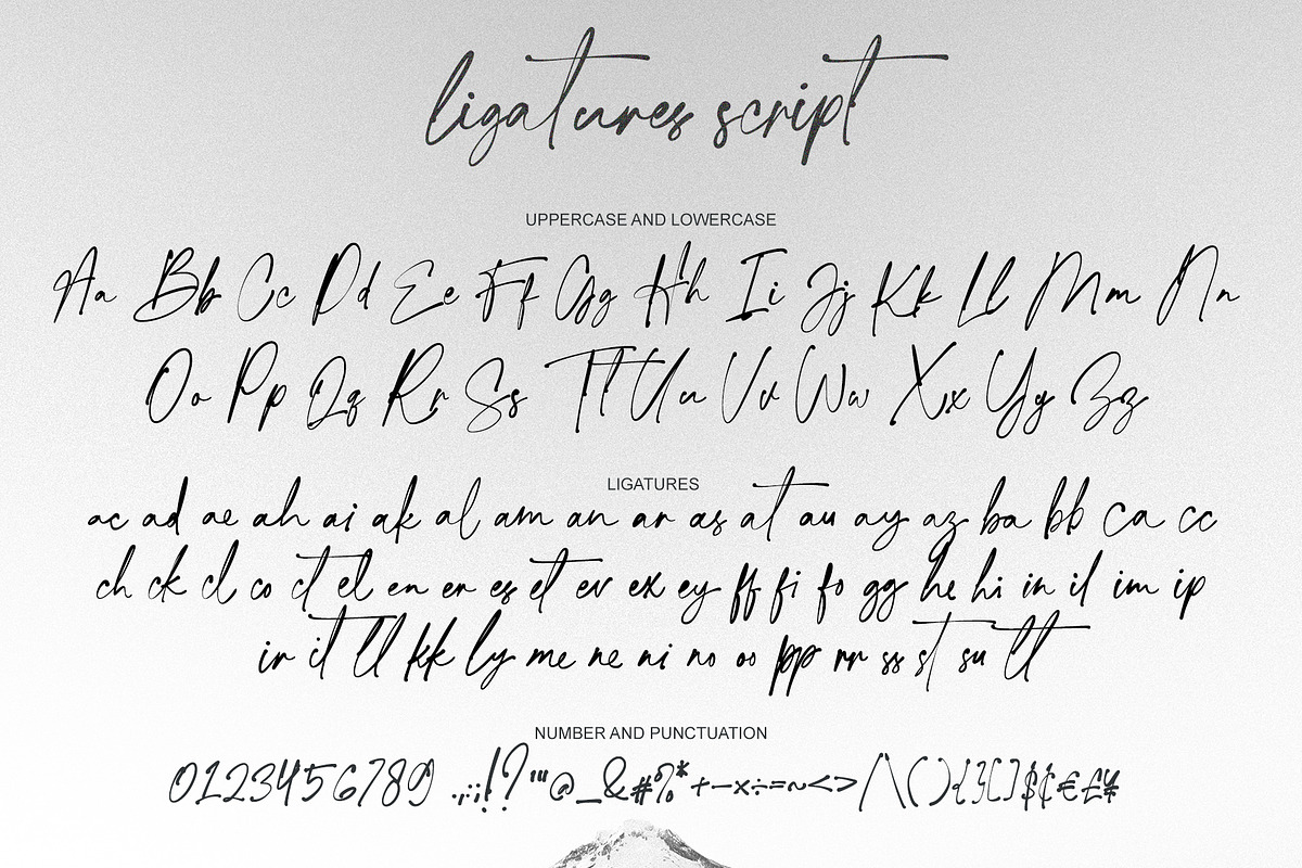 ligatures script - handwritten font, a Script Font by alphArtype