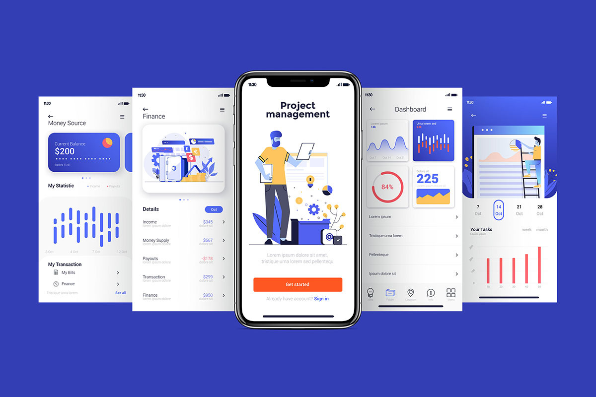 15 Finance app Screens, a Templates & Theme by Creative Graphics