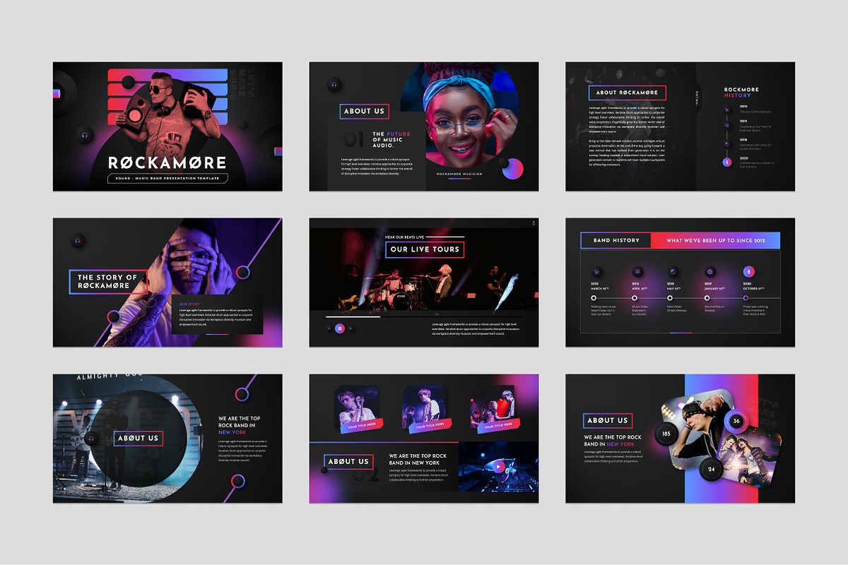 Music Band PowerPoint Template, a Presentation Template by Flat Icons