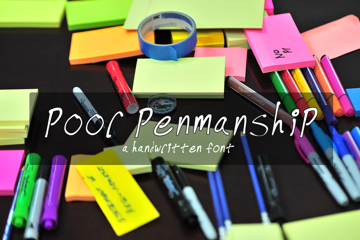 POOR PENMANSHIP a handwritten font, a Font by pinkdrinksoul | Creative ...