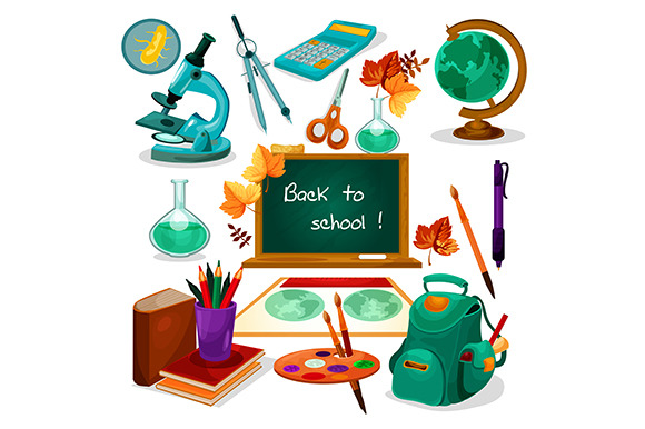 School supplies and objects, a Background Graphic by Vector Tradition