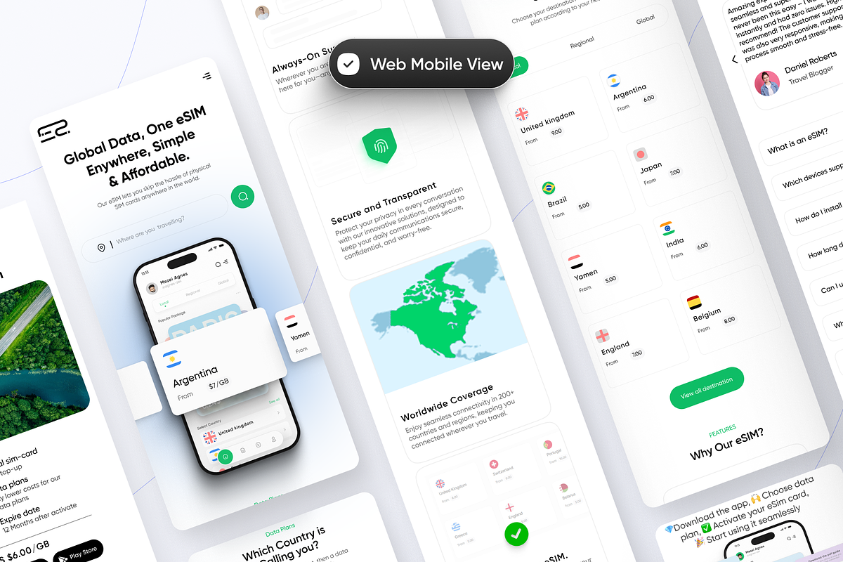 eSIM Pro: App & Web Dashboard, an UI Kit Template by Soulfuldesignstudio