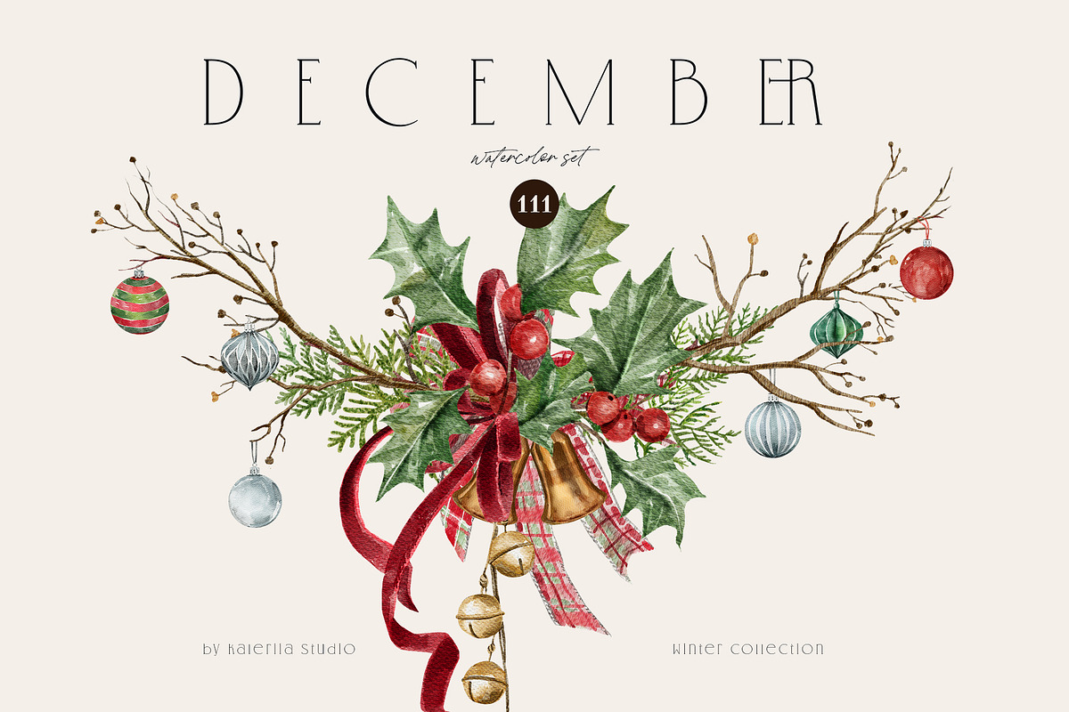 DECEMBER Watercolor Winter Set, an Object Graphic by Kaleriia