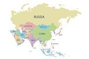 3x Colorful Asia Maps, an Education Illustration by asantosg