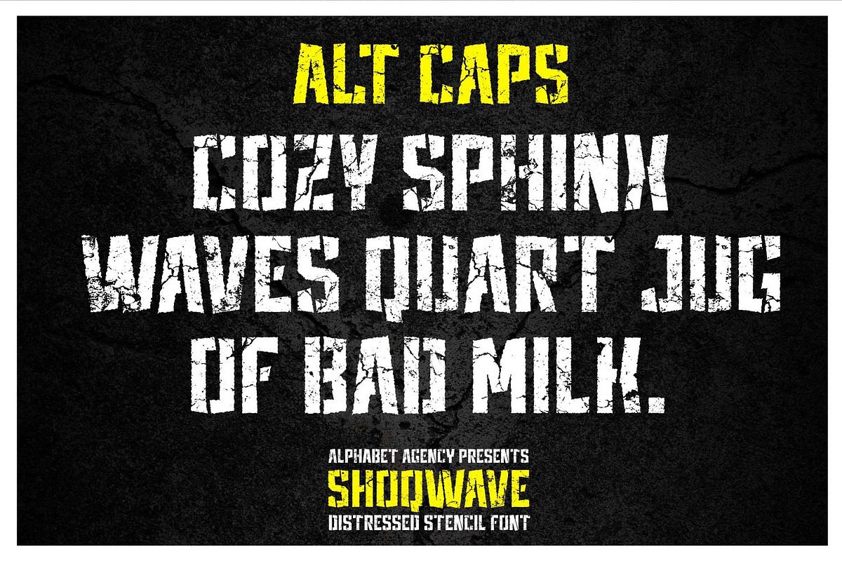 SHOQWAVE DISTRESSED STENCIL FONT, a Font by Alphabet Agency