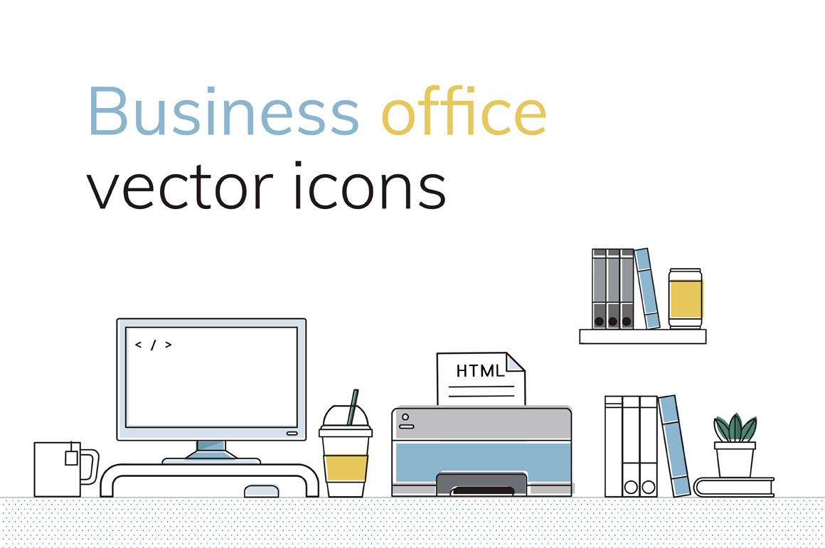 Business office vector icons set, an Object Illustration by rawpixel
