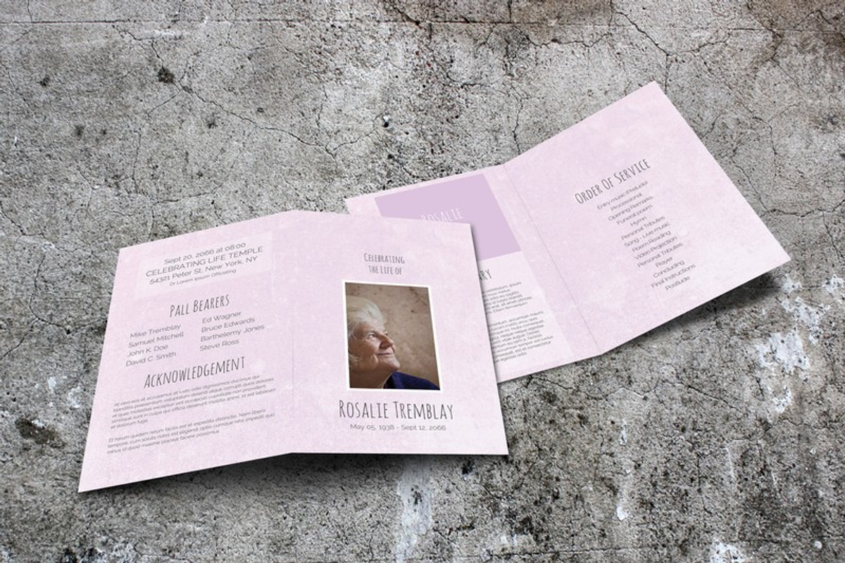 Purple Funeral Program Template, a Brochure Template by Final Tribute