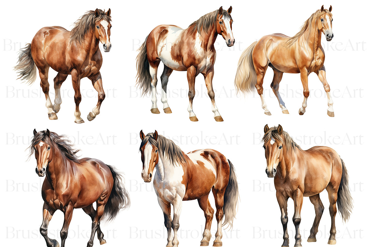 Watercolor Horse Clipart, Farm Animal