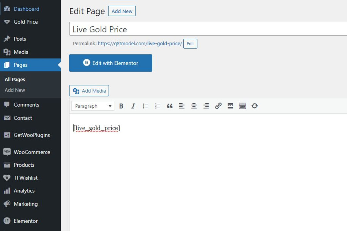 Live Gold Price with Chart - Plugin