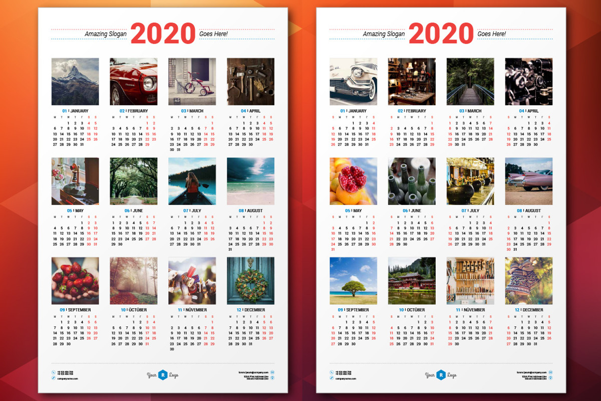Calendar Poster 2020, a Stationery Template by AntartStock | Creative ...