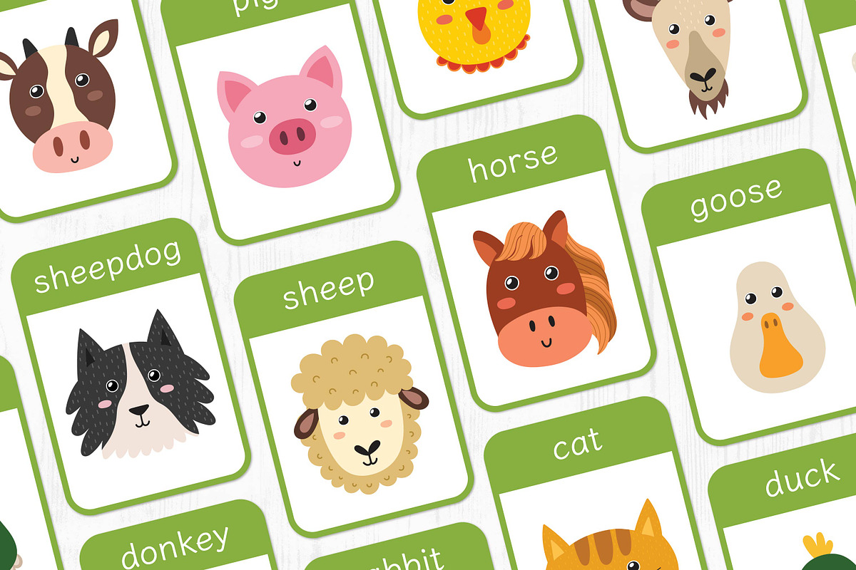 Farm Animals Flashcards for Kids