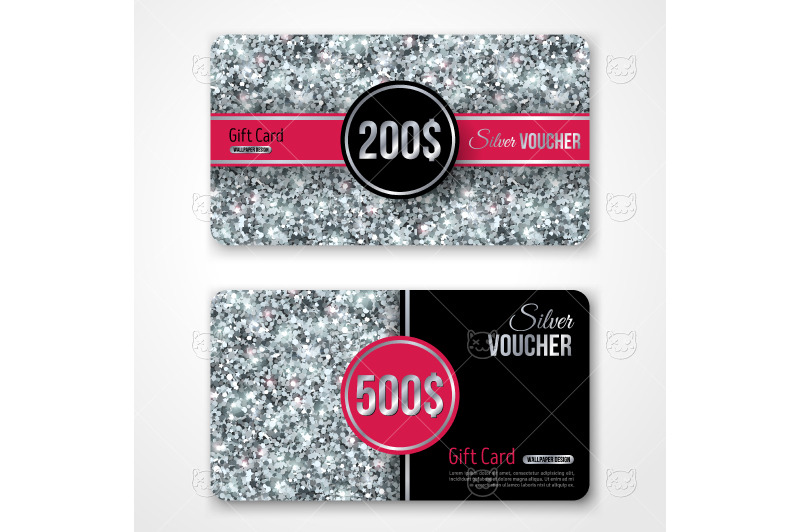 Silver gift cards, a Decorative Illustration by kotoffei | Creative Market