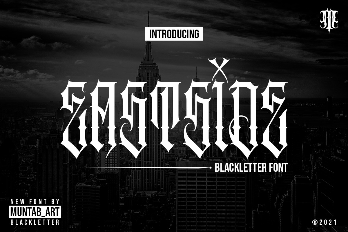 Eastside | Blackletter font, a Blackletter Font by Muntab_Art