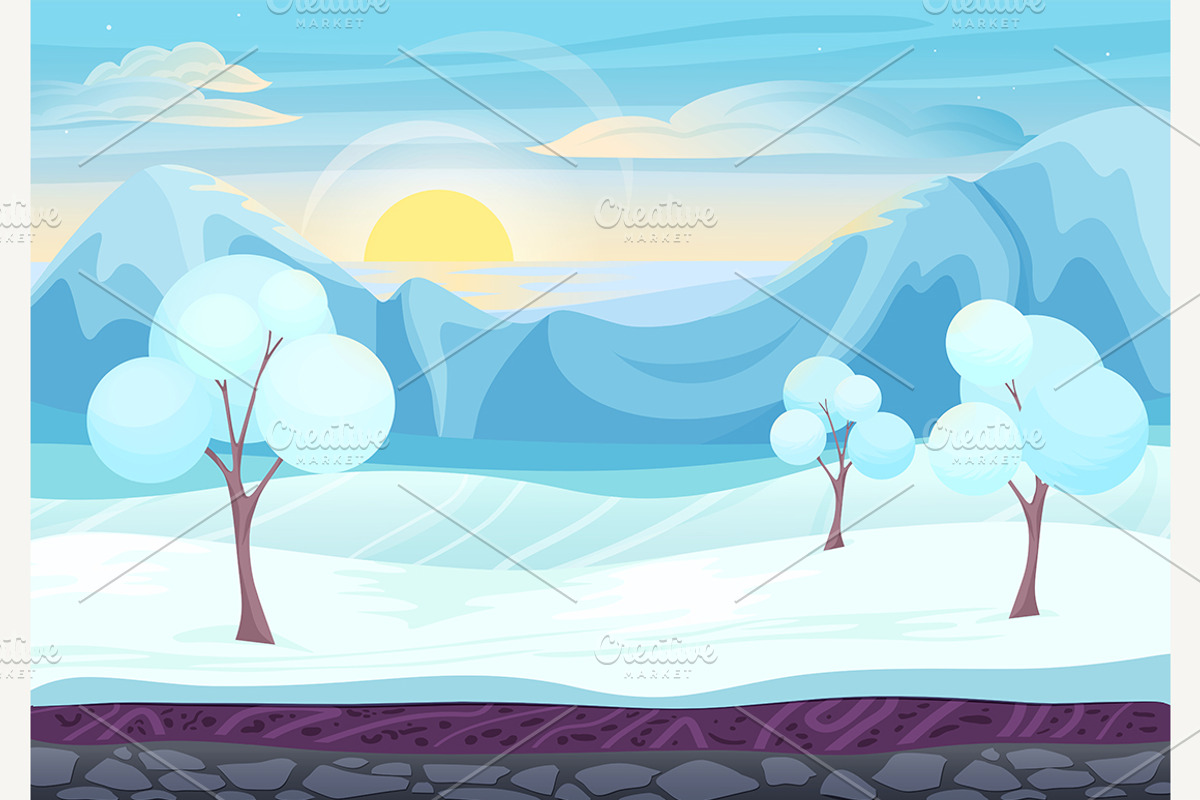 Seasonal landscapes collection, a Background Graphic by Lemberg Vector