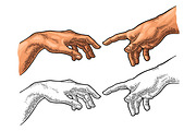 Male finger pointing touch god hand, a Person Illustration by MoreVector