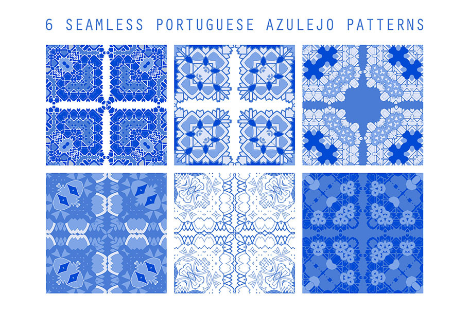 12 Azulejo patterns_part1, a Background Graphic by Aromeo