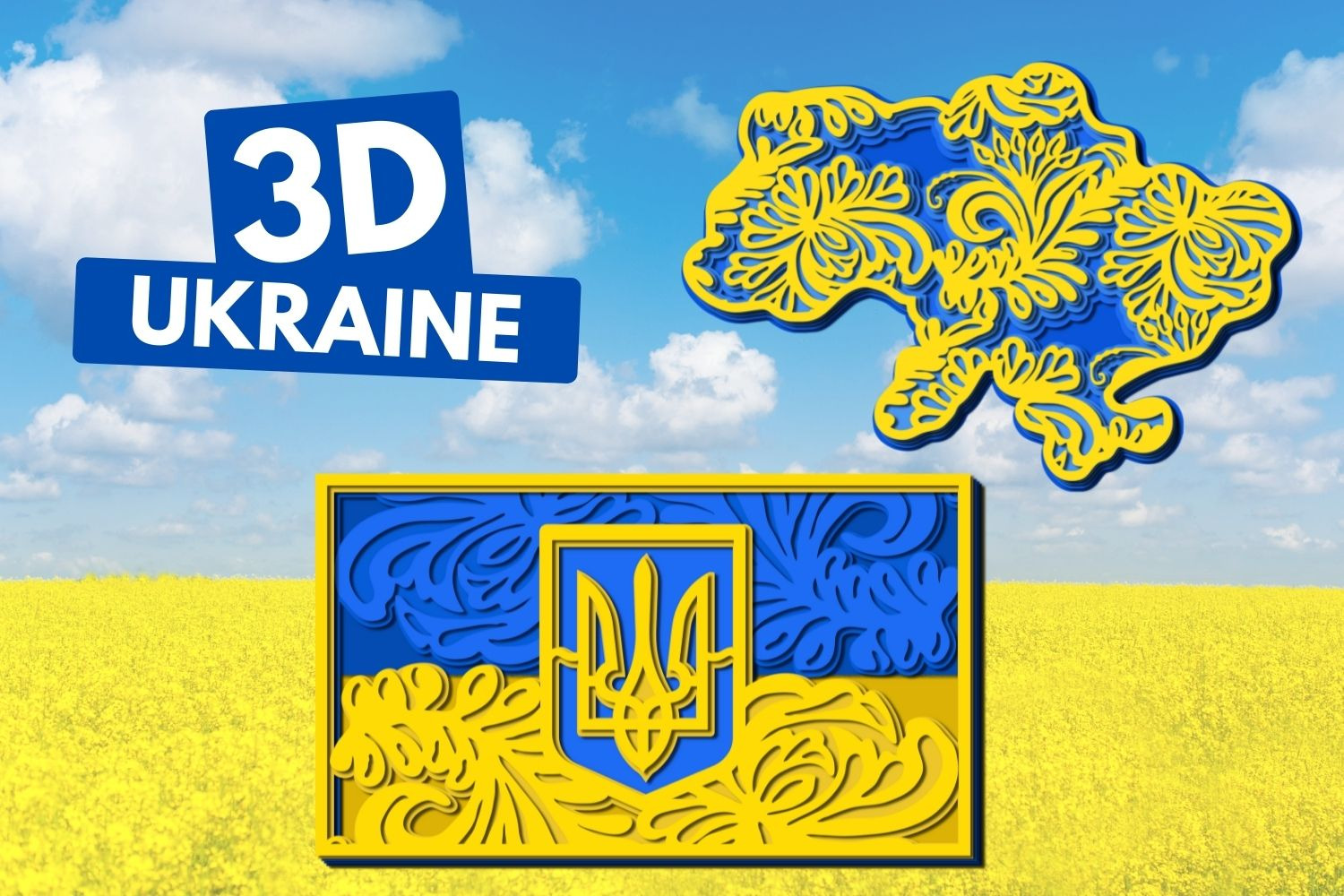 3D Ukraine SVG Bundle, an Illustration by svgocean