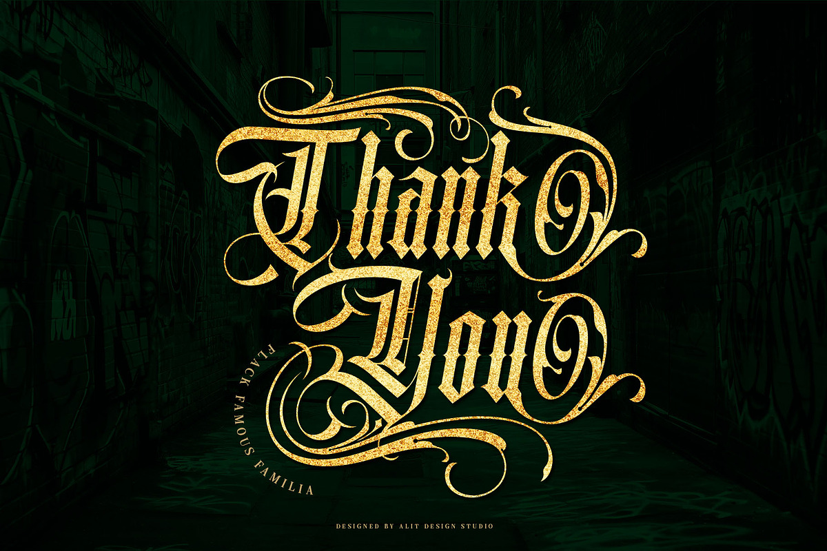 Black Famous Typeface, a Blackletter Font by alit design