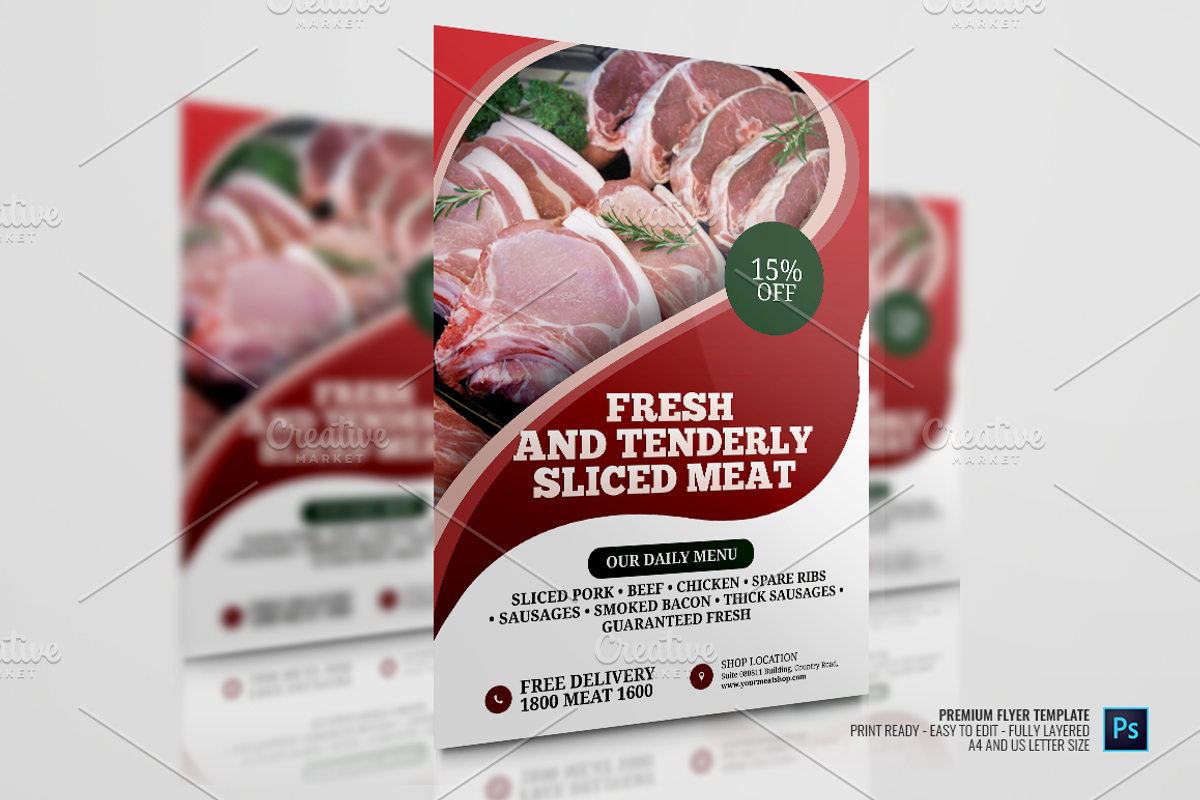 Butcher Shop and Services Flyer, a Flyer Template by PSDPixel ...