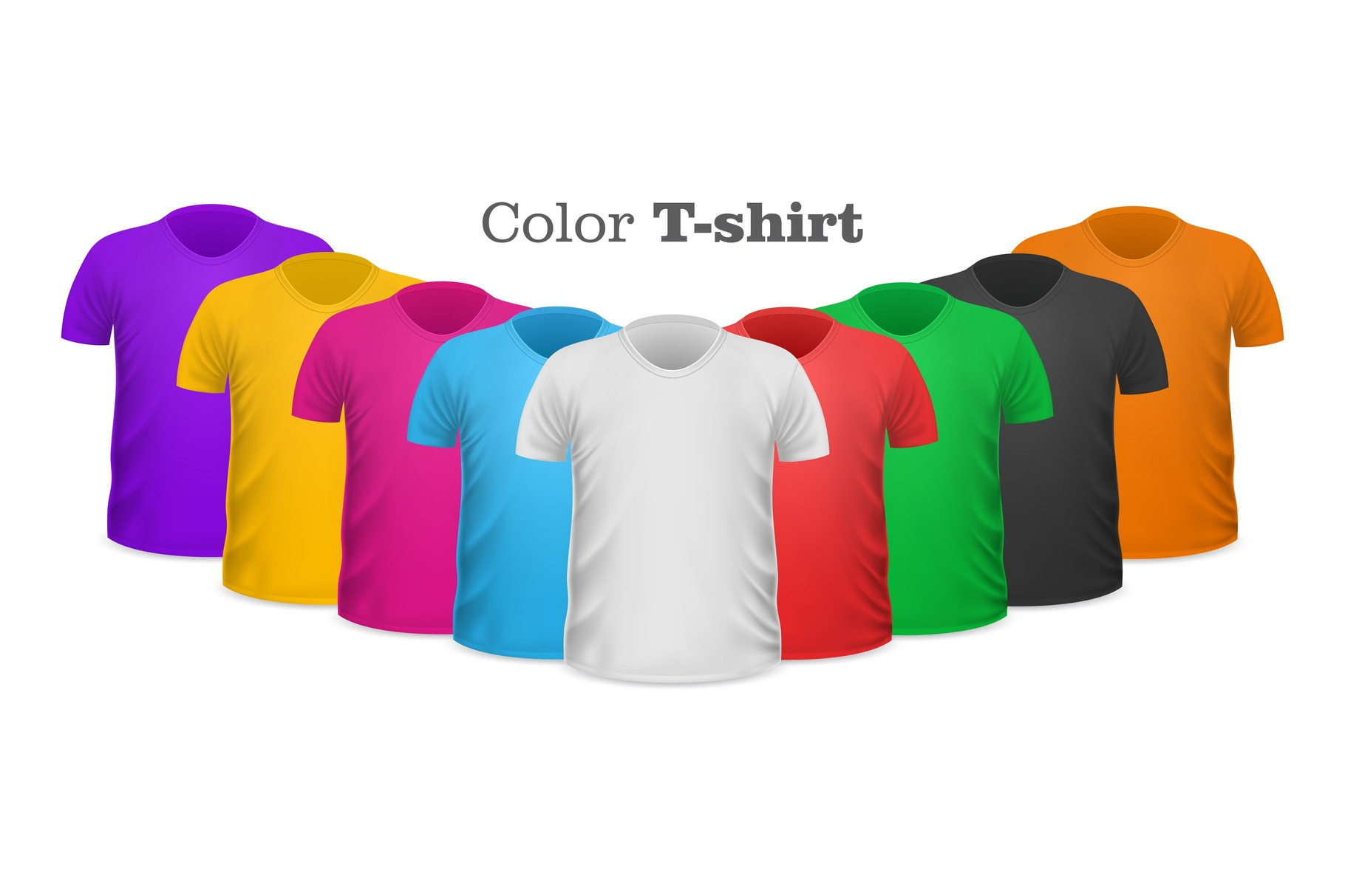 Color T-shirts Front View Vector Set, an Illustration by robuart