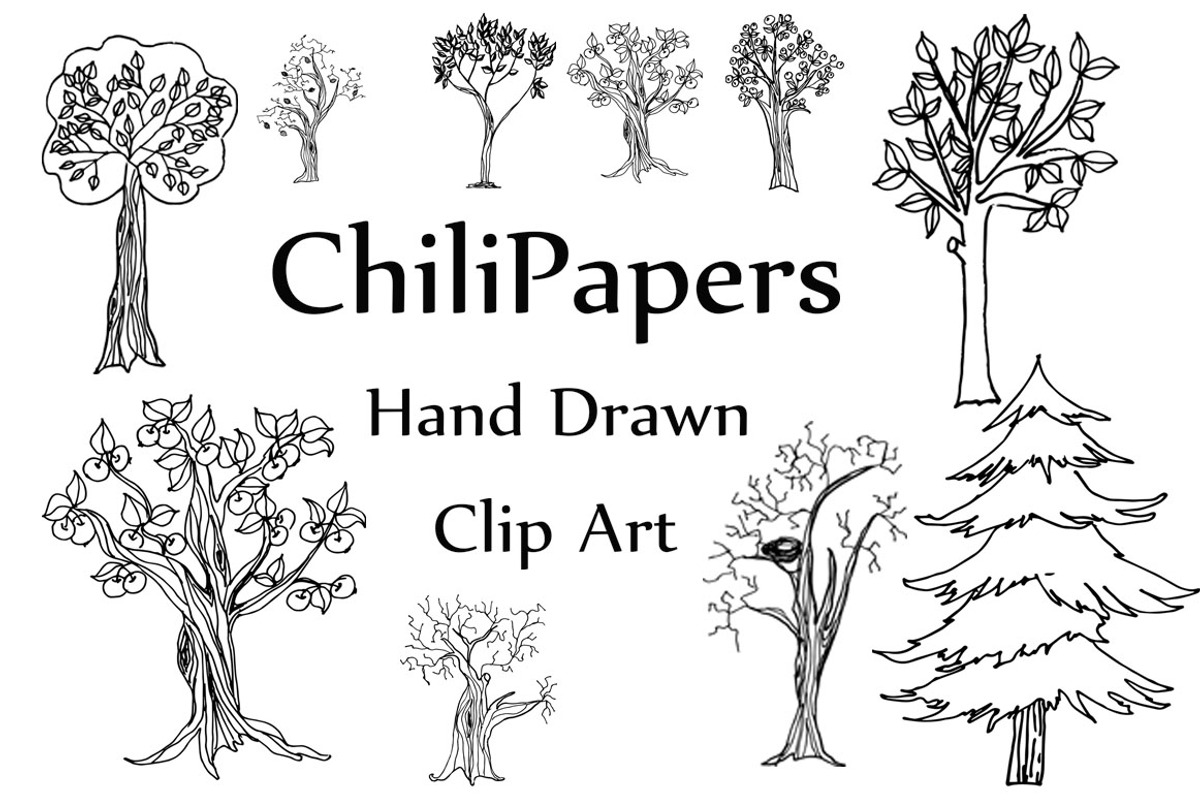 Trees doodle clipart, an Illustration by chilipapers