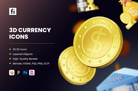 Currency 3D Illustration, an Object 3D Model by Vektora Studio