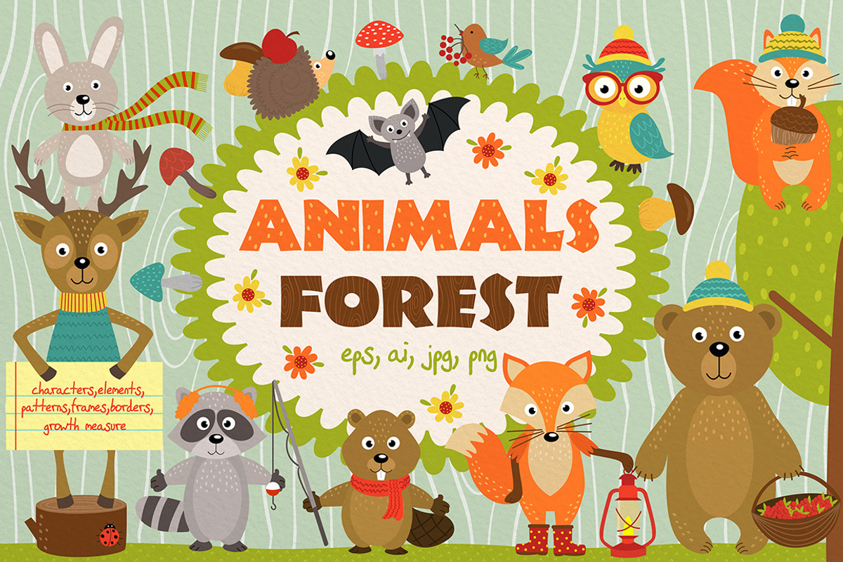 set animals of forest, a Background Graphic by NataKa