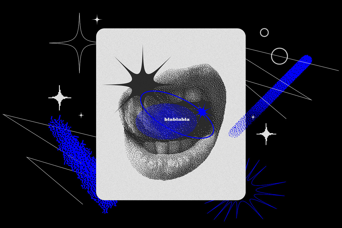 129 Vector Halftone Bitmap Shapes, a Background Graphic by softulka