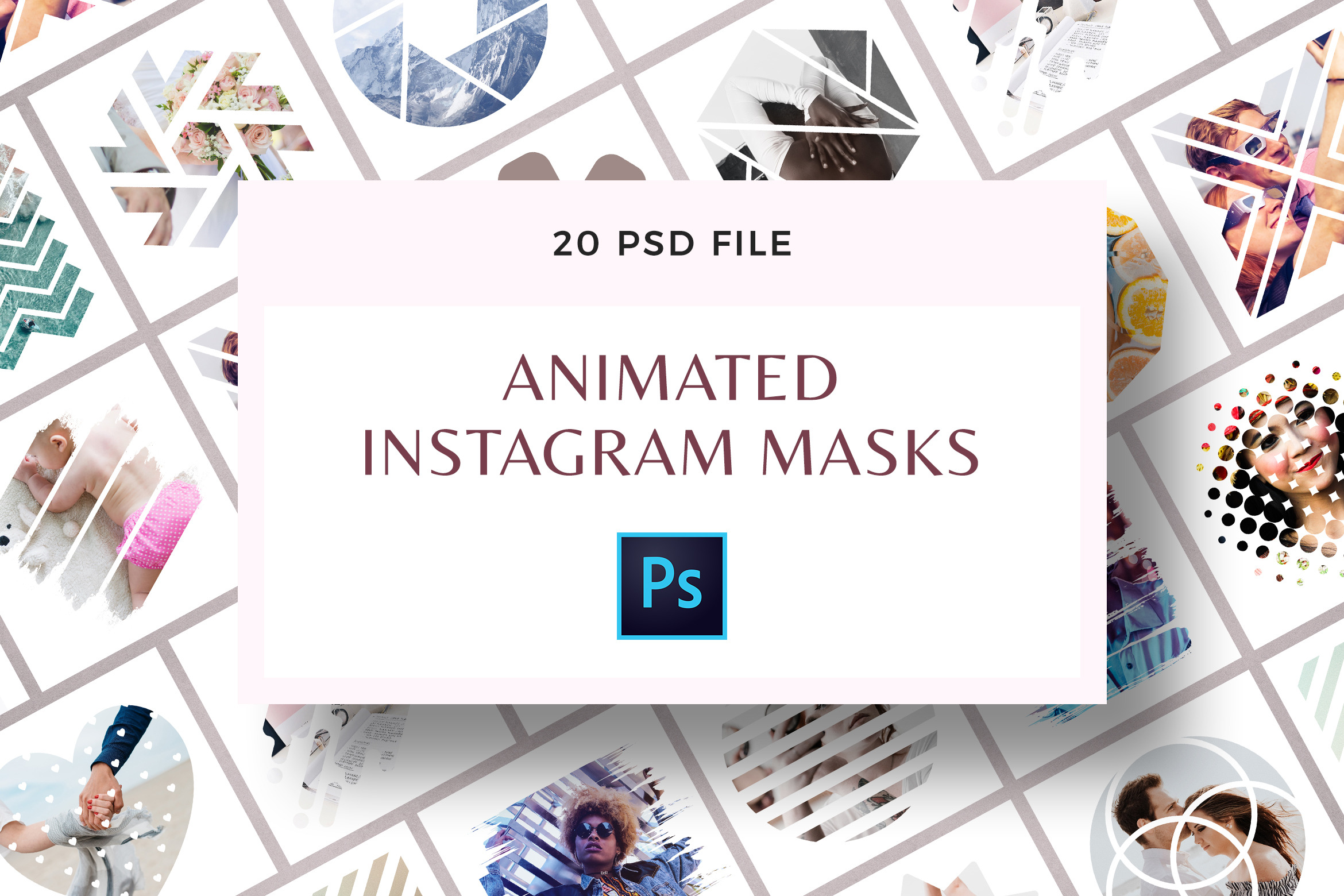 ANIMATED Instagram Masks, a Social Media Template by Crevo Studio