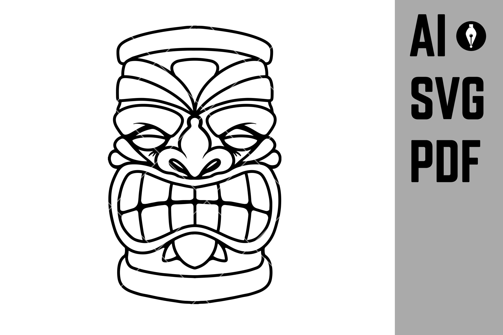 tiki statue in monochrome style, an Object Illustration by Vectorhight