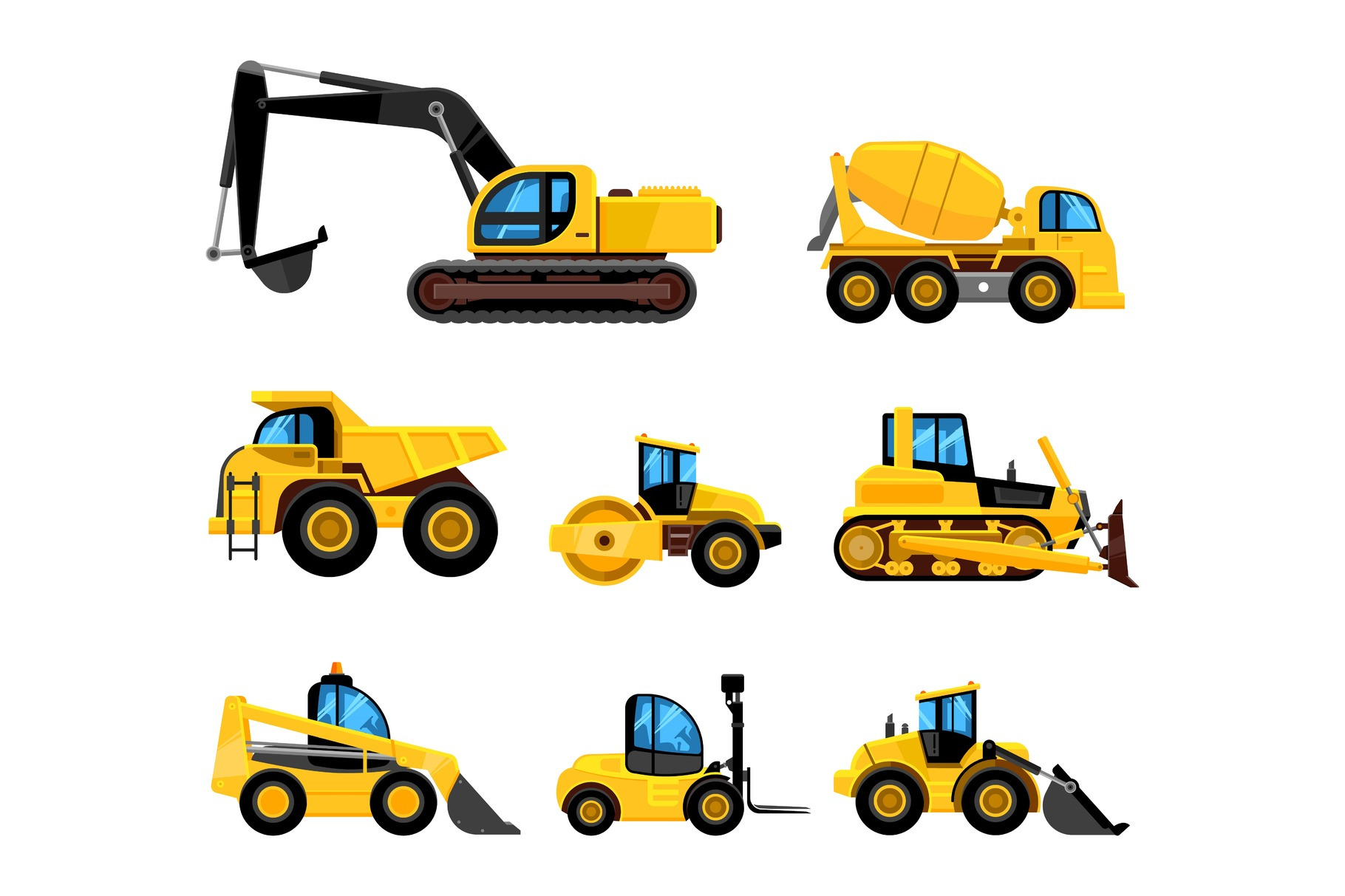 Construct machines. heavy machinery, a Transportation Illustration by ...
