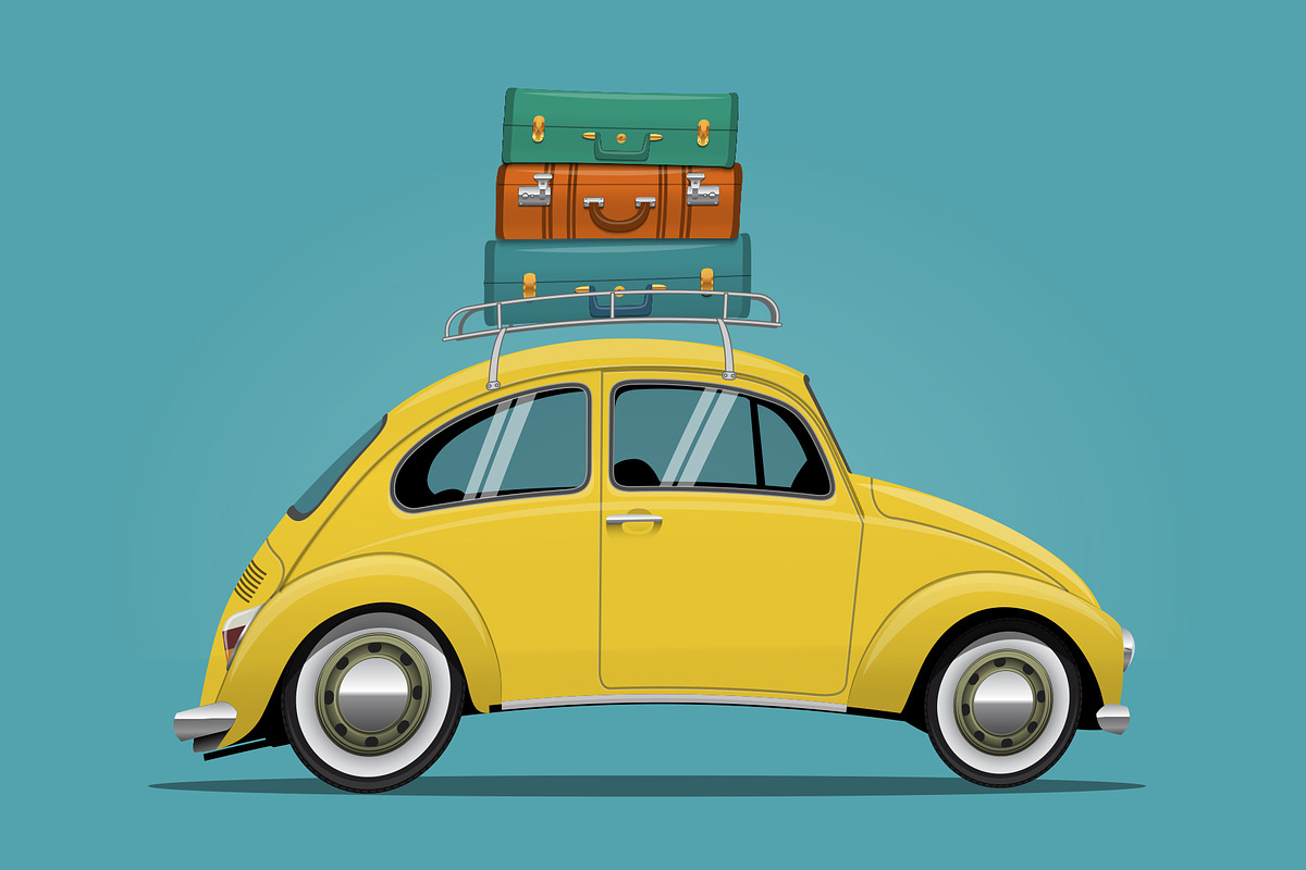 Vintage Travel Car. Vector, a Transportation Illustration by Crafter ...